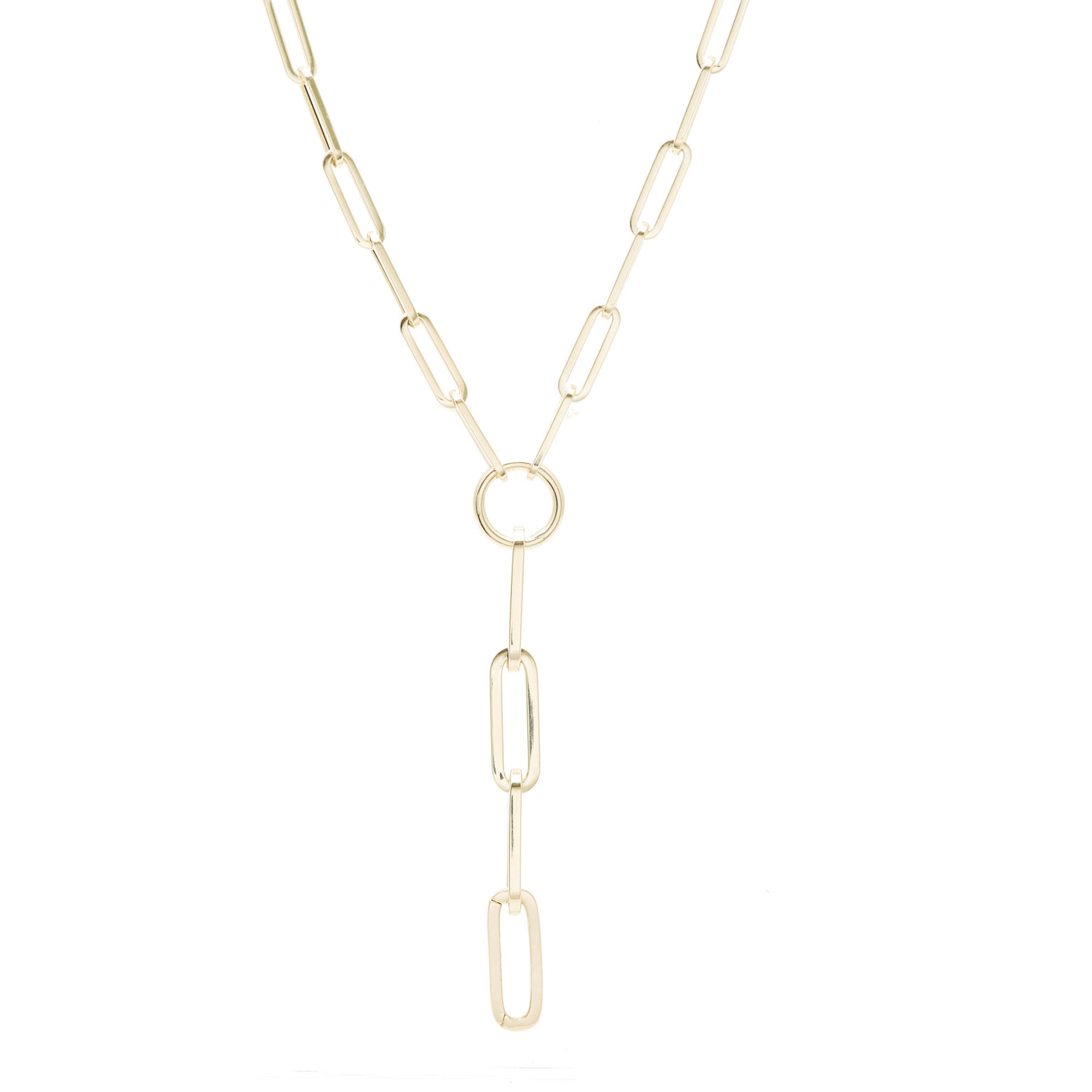 14K Gold Paperclip Y Necklace with Connector – Petra Jewelry